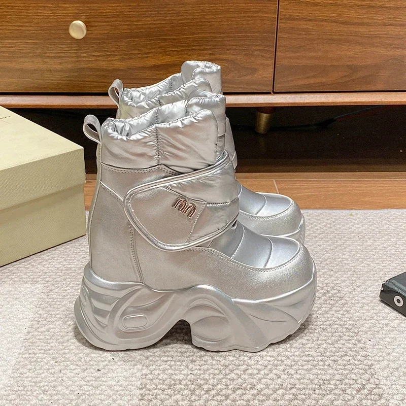13CM Winter Women's Down Snow Boots Keep Warm Chunky Short Boots 2025 ...