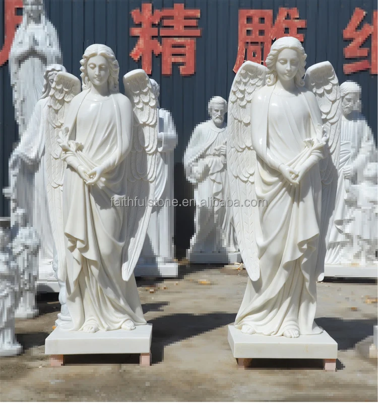 Custom Catholic Religious Angel Sculpture White Marble Stone Hand ...