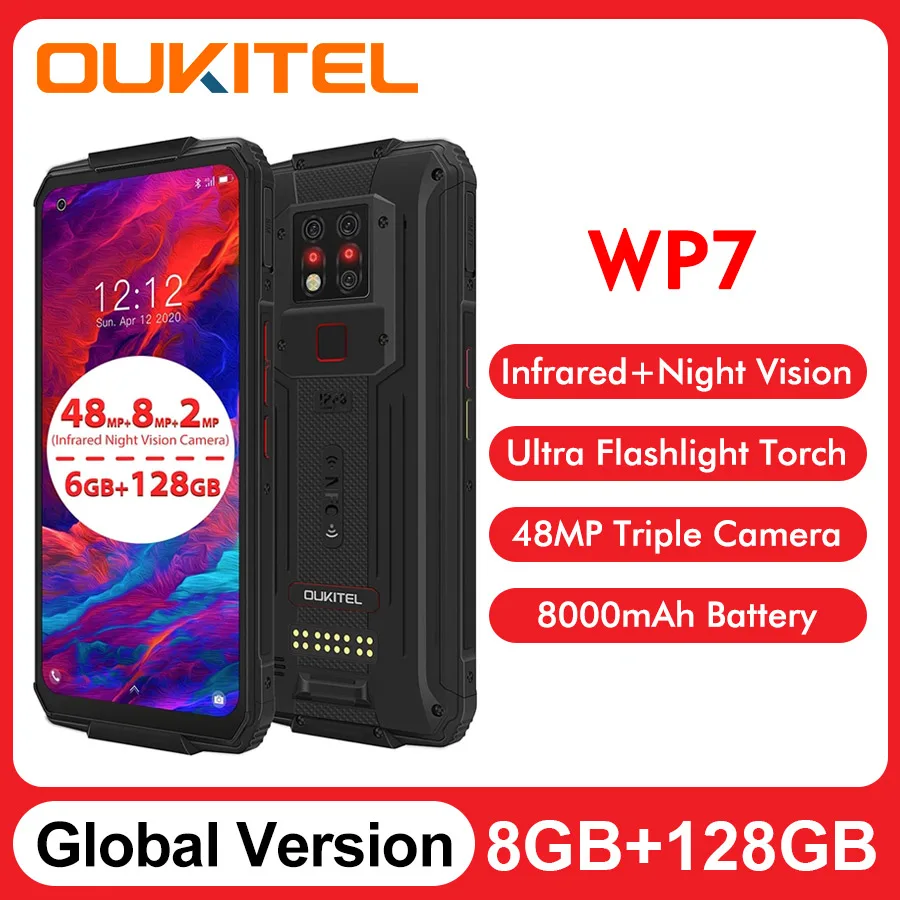 Oukitel Wp7 6.53"fhd 19.5:9 Android 9.0 Mt6779 Octa Core 9v/2a 8000mah ...