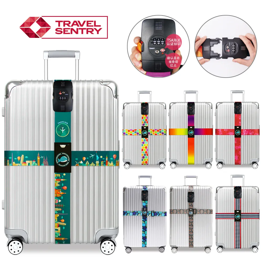 TSA Password Customs Lock Luggage Cross Belt Adjustable Travel Suitcase ...