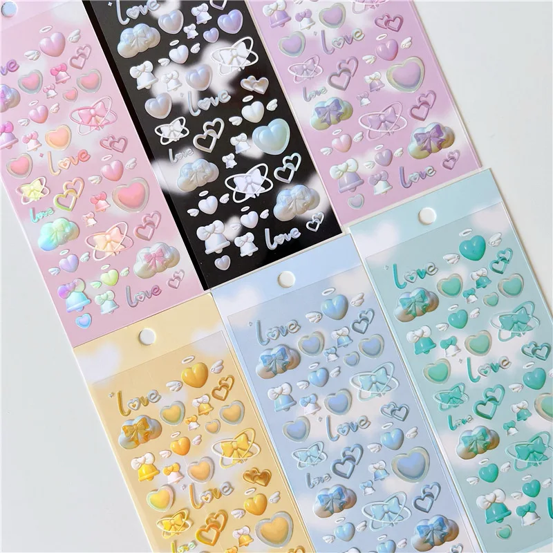 ShuuO-1-Pc-3D-Stereoscopic-Heart-Bow-Pattern-Sticker-Cute-Decorative ...