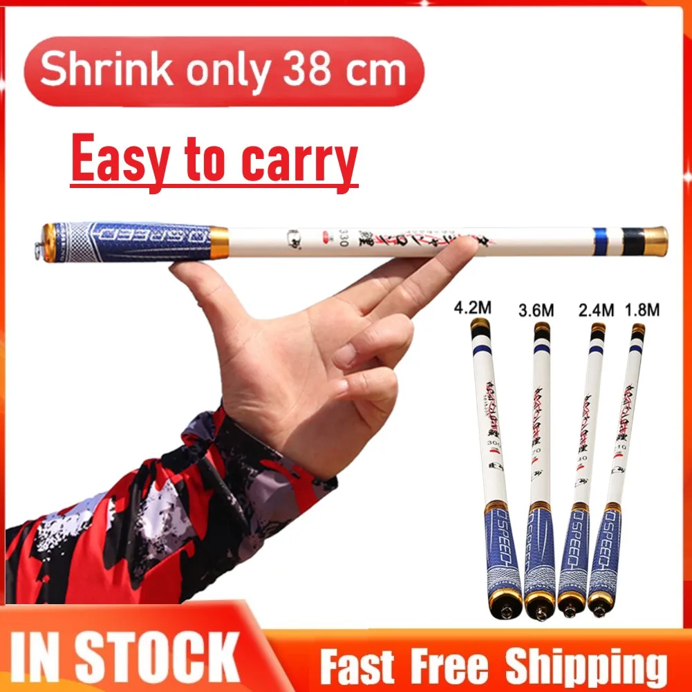 1.8m-4.2m High Carbon Fiber Telescopic Fishing Rod Ultra-light Stream ...