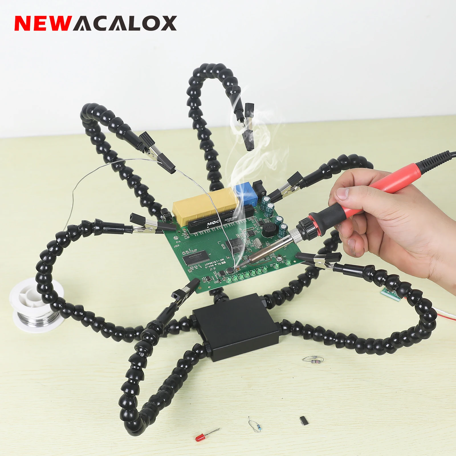 NEWACALOX-Third-Hand-Soldering-PCB-Holder-Tool-Four-Five-Arms-Flexible ...