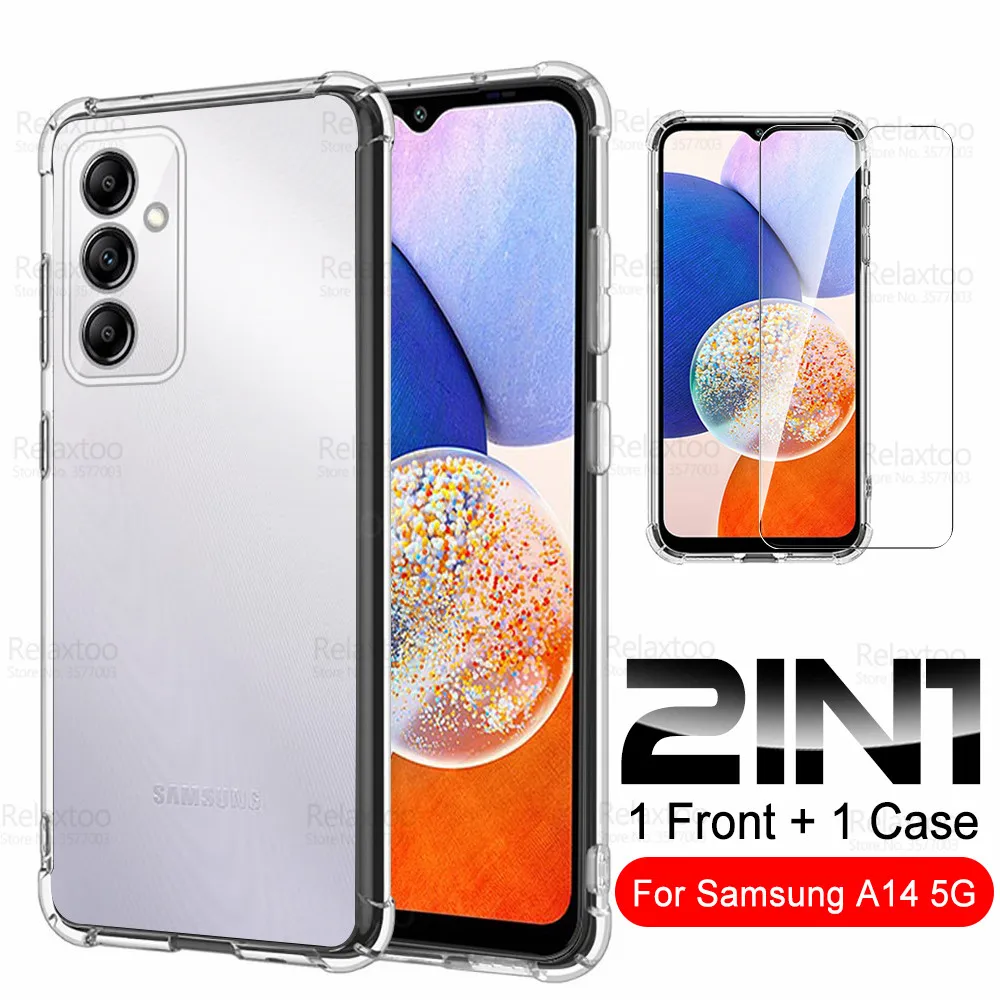 2in1 Transparent Case Protective Glass For Samsung Galaxy A14 5G SM ...