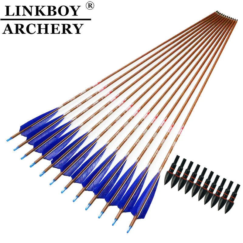 Linkboy Archery Pure Carbon Arrow 32" Spine300 400 450 500 600 700 Wood ...