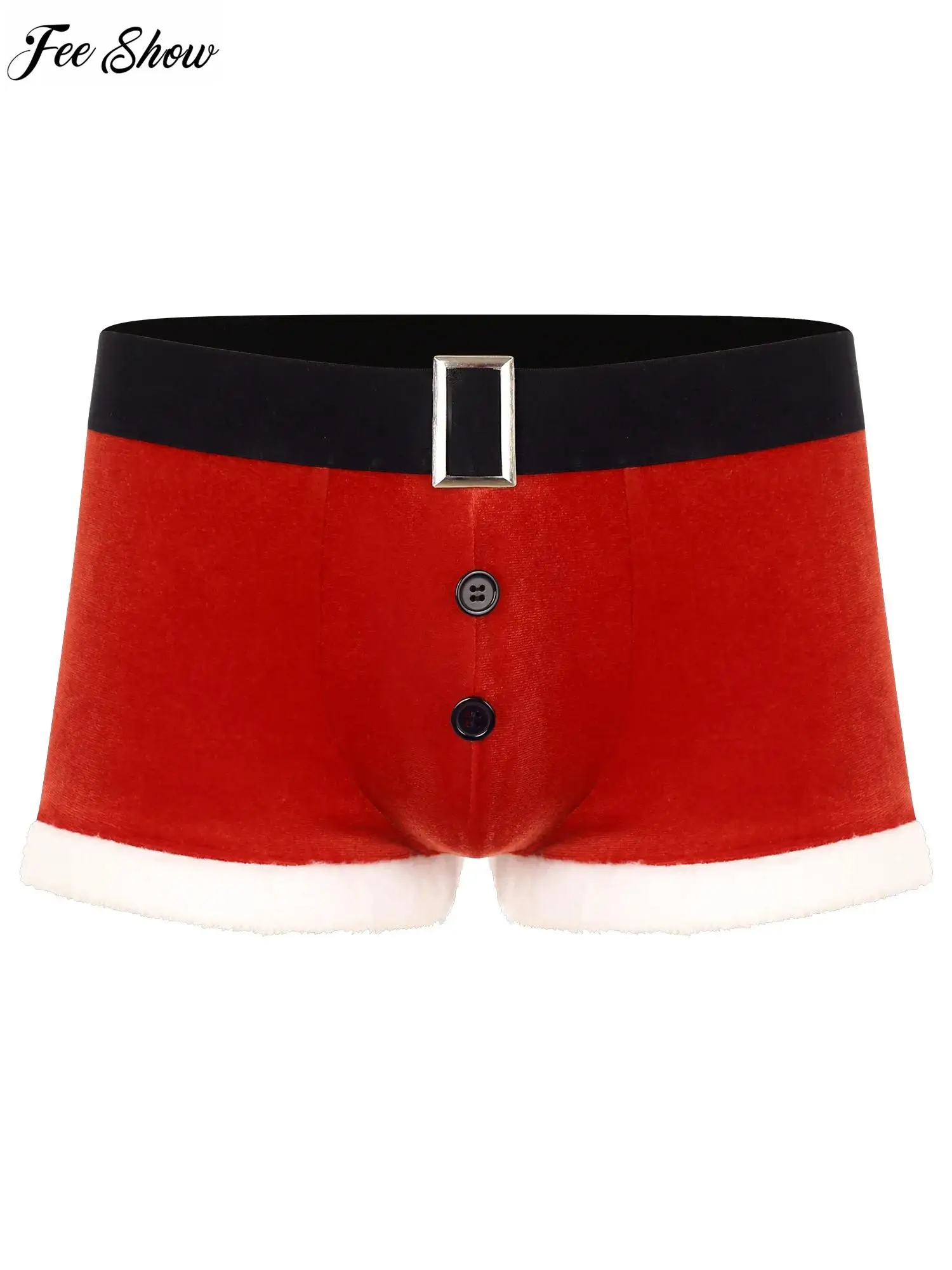 Mens-Christmas-Soft-Velvet-Boxer-Shorts-Lingerie-Plush-White-Trim-Santa ...