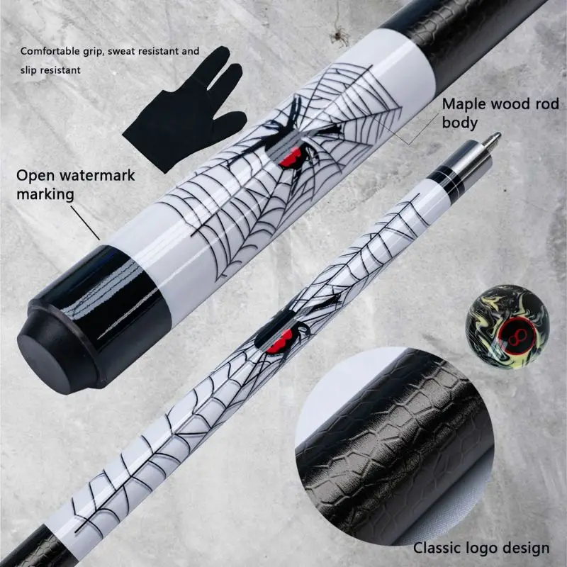 Unique-Spider-Design-White-Wooden-Billiard-Cue-with-Spider-Man-Elements ...