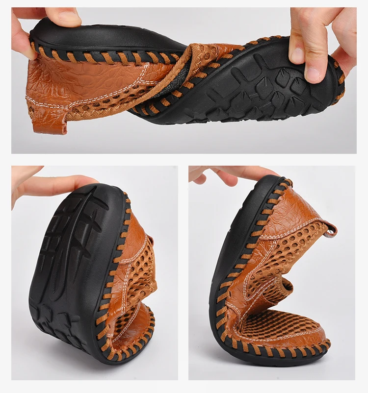 Two layer cowhide mesh shoes rubber soles soft soles breathable – Saudi ...