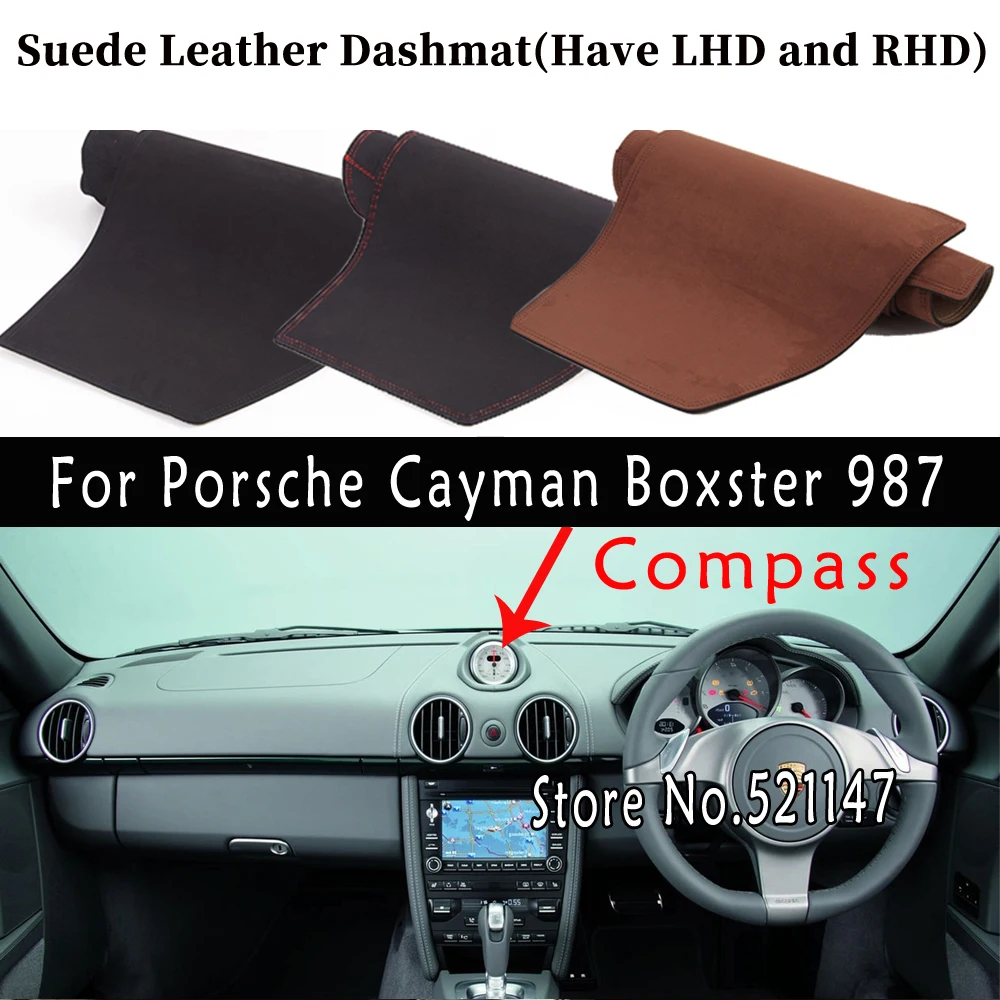 Accessories Car-styling Suede Leather Dashmat Dashboard Cover Dash Mat Carpet For Porsche Cayman ...