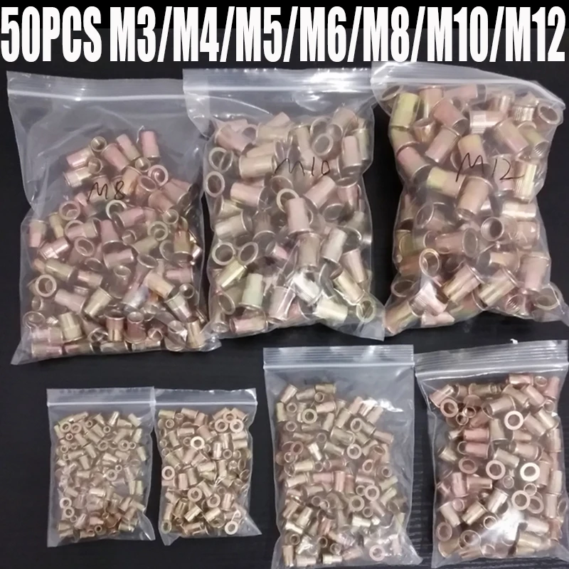 10/20/50PCS M3 M4 M5 M6 M8 M10 M12 Rivet Nuts Tools Carbon Steel ...