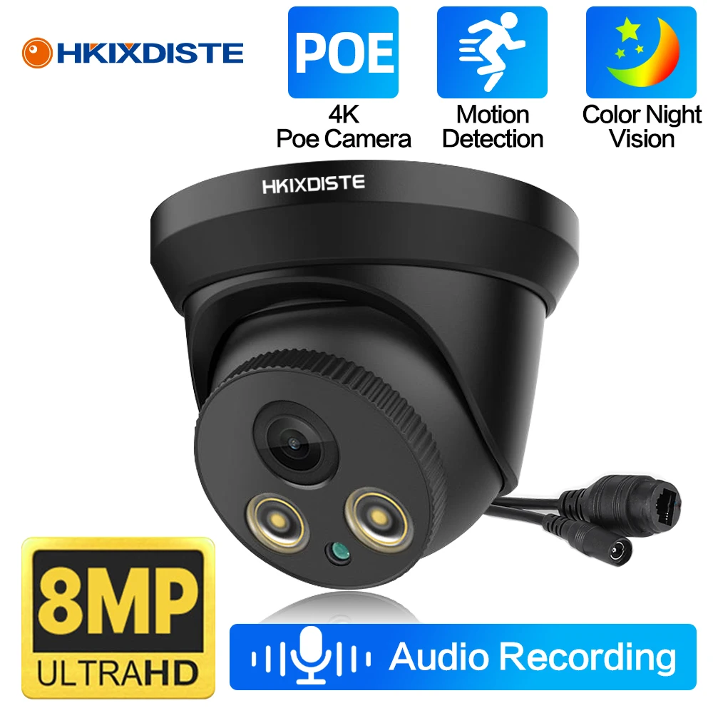 New-HD-4K-8MP-Colorful-POE-IP-Cameras-Dome-Security-Camera-Full-Color ...