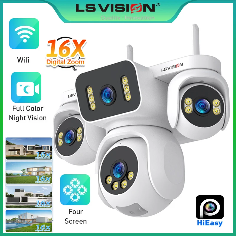 LS VISION 20MP WiFi Outdoor Security Camera with 4 Screens 16X Zoom ...