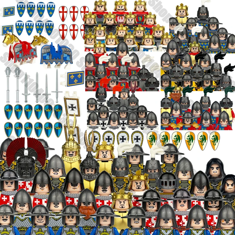 Bloques-de-construcci-n-de-caballero-Le-n-drag-n-verde-militar-Medieval ...