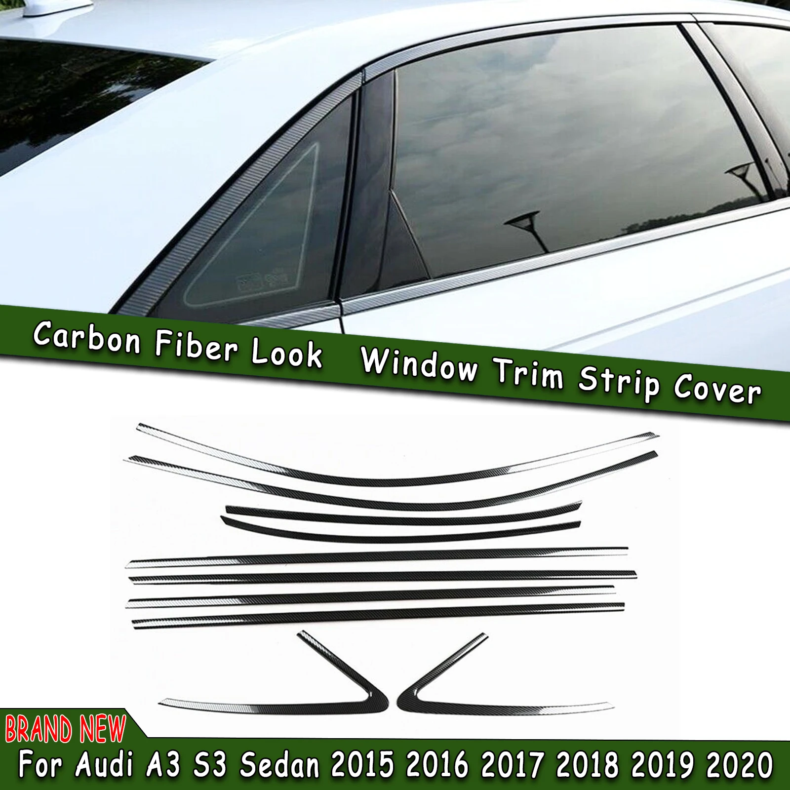 10PCS-Car-Exterior-Window-Trim-Decoration-Sticker-Tape-Steel-Waterproof ...
