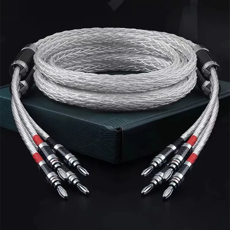 HiFi 8AG sterling silver speaker audio cable new 1 pair 16-core Speaker ...