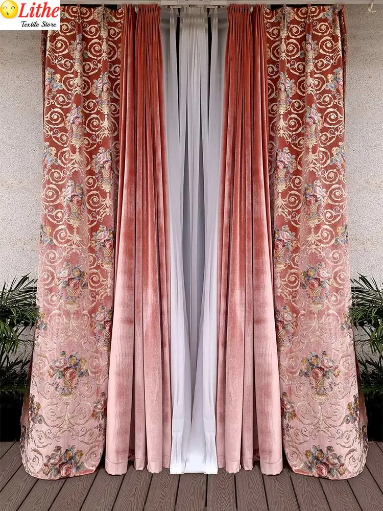 French Luxury Curtains for Bedroom Top Flannel Embroidery Hall Lving ...