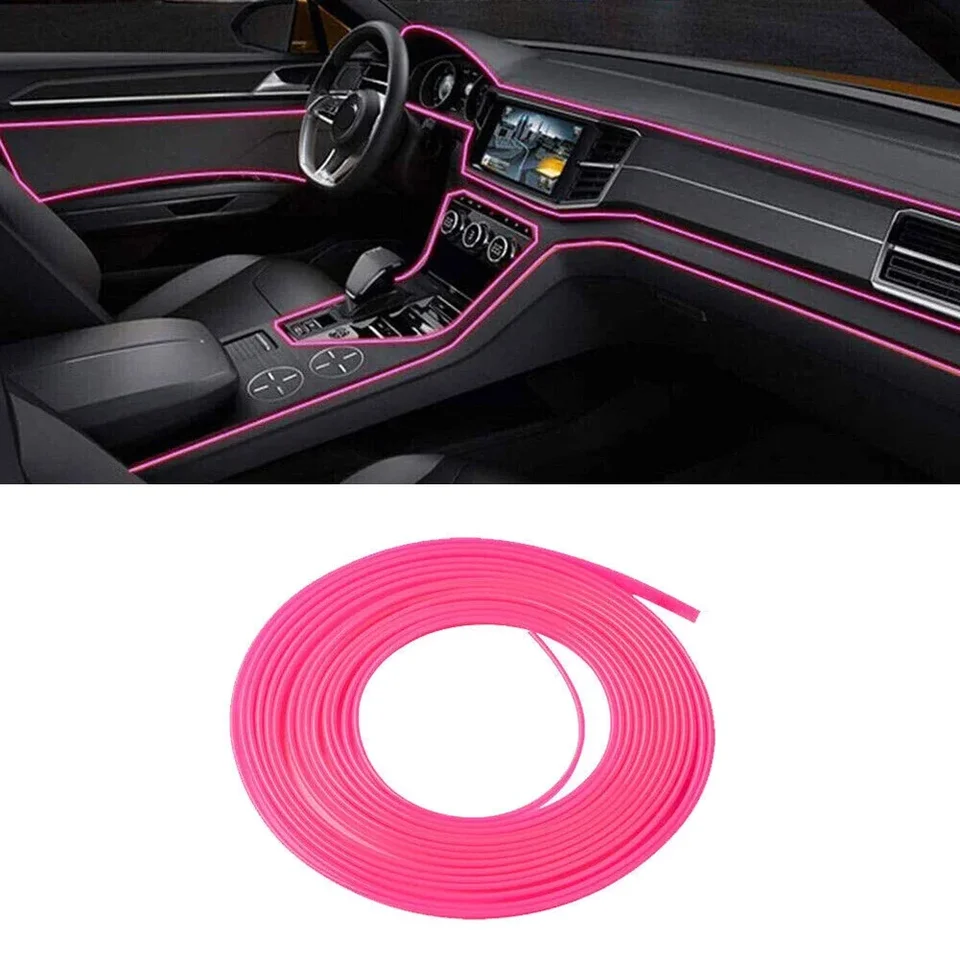 Red Interior Car Decor 5M Red Chrome Car Interior Trim Strip – Door Gap ...