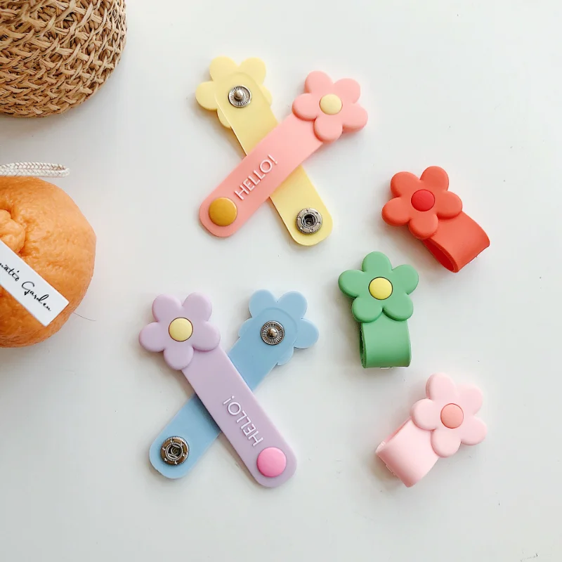 For-Phone-USB-Line-Buckle-Cute-Silicone-Flower-Cable-Organizer-Winder ...
