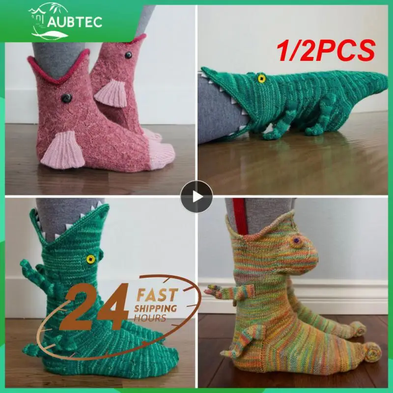 1-2PCS-Chameleon-Knit-Crocodile-Socks-Funky-Christmas-Alligator-Socks ...