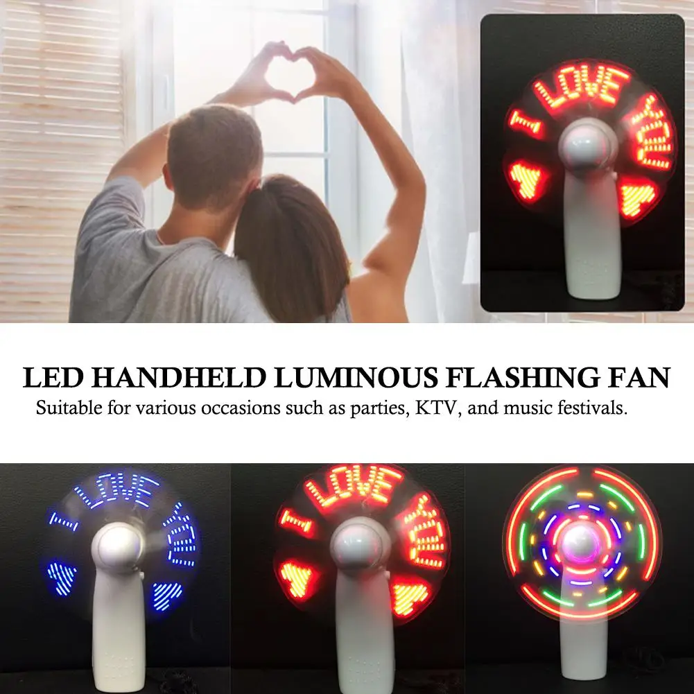Handheld-With-Letters-Luminous-Flash-Word-Small-Electric-Mini-Small-Fan ...