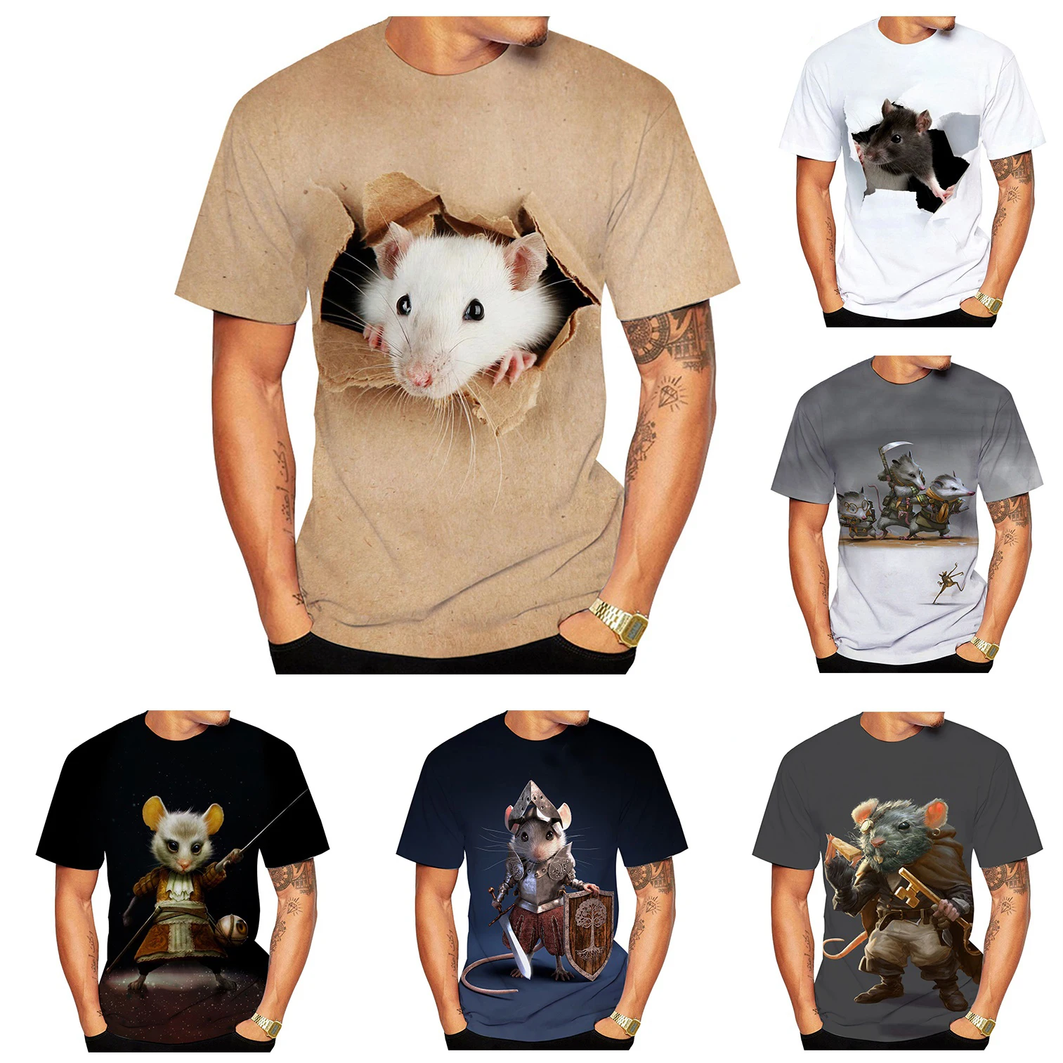 Men-Fashion-Print-Rat-T-shirts-3D-Animal-Harajuku-Street-Style-Short ...