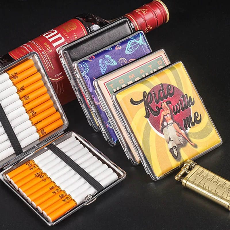 Creative-Cigarettes-Case-Hold-20-Sticks-Printed-Leather-Cigarette-Case ...