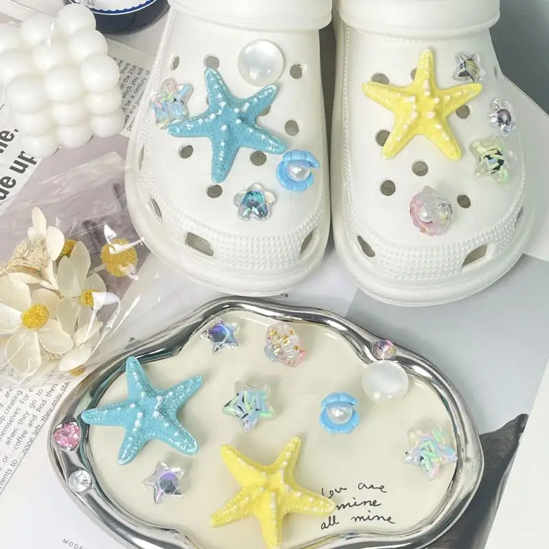 1 Set DIY Clogs Sandals Garden Shoe Decor Cute Starfish Shell Resin ...