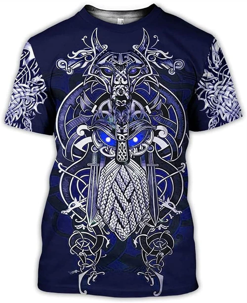 2022 New Men's Vintage Viking T Shirts Viking Mythology 3d Printed T ...