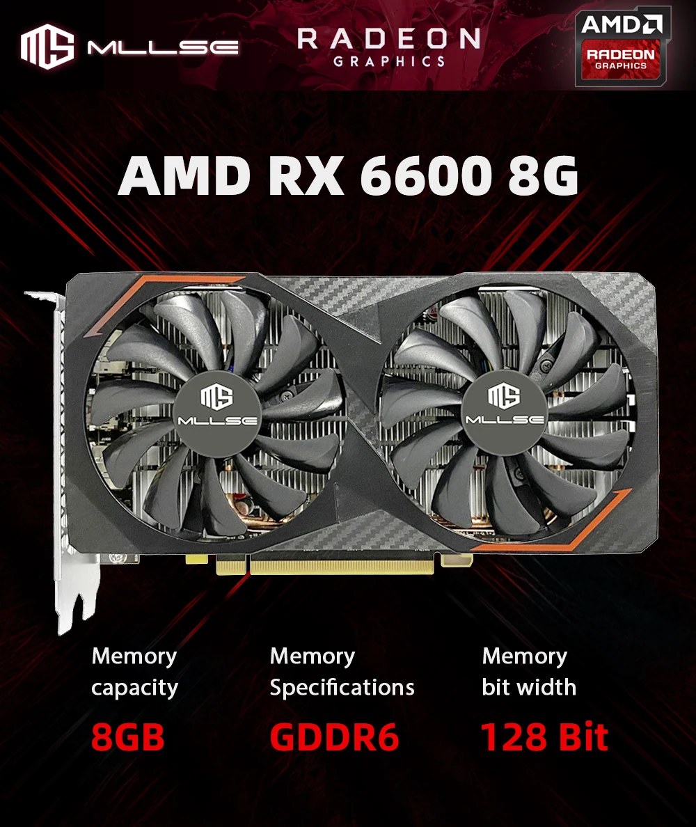Mllse novo amd radeon rx 6600m 8gb placa de vídeo gpu gddr6 128bit 7nm rx6600 placa gráfica ...
