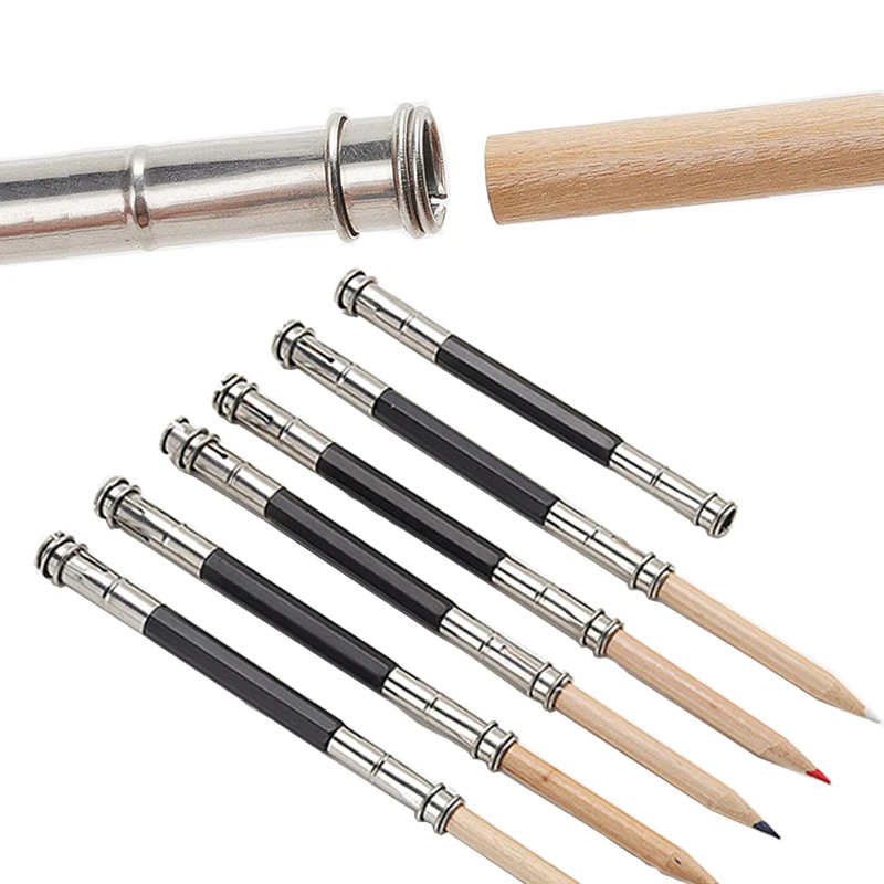 3pcs Pencil Extender Stainless Steel Double-headed Pencil Sleeve ...
