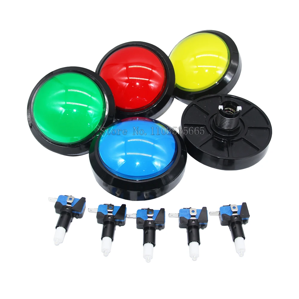 5pcs-100mm-Big-Round-Push-Button-LED-Illuminated-With-Microswitch-For-DIY-Arcade-Game-Machine ...
