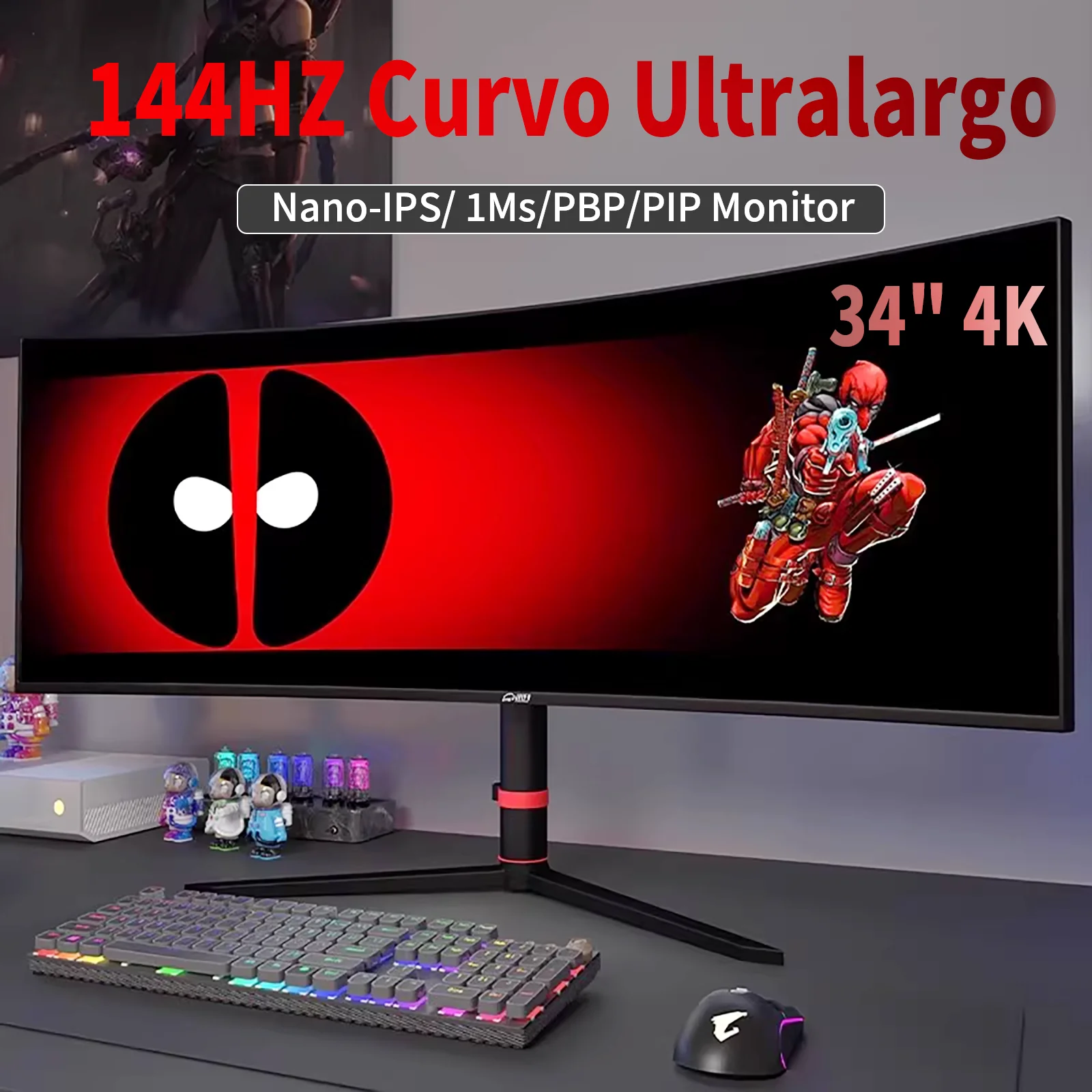 Monitor-curvo-para-jogos-34-Monitor-ultra-largo-para-PC-4K144Hz ...