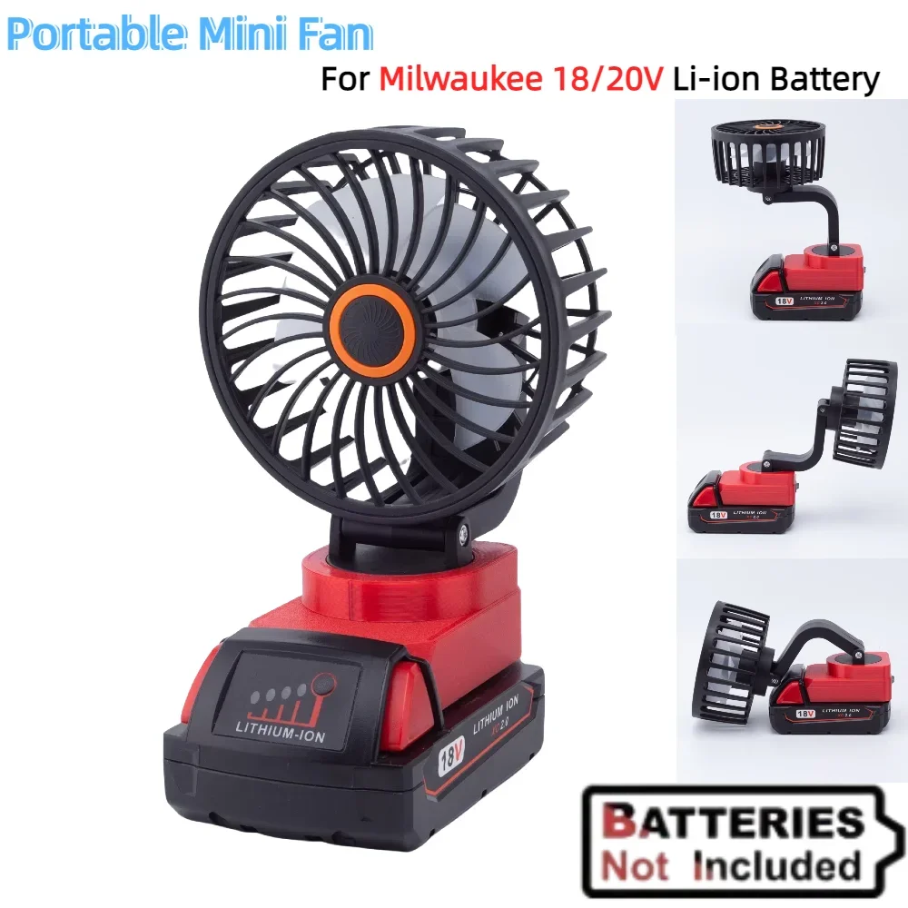 Portable Mini Fan for Milwaukee 18/20V Li-ion Battery Multi-angle ...