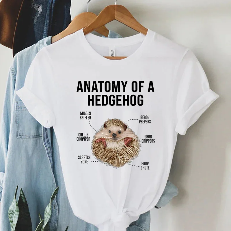 Anatomy-of-Hedgehogs-Fashion-Woman-T-Shirts-Funny-Hedgehog-Tops-Round ...