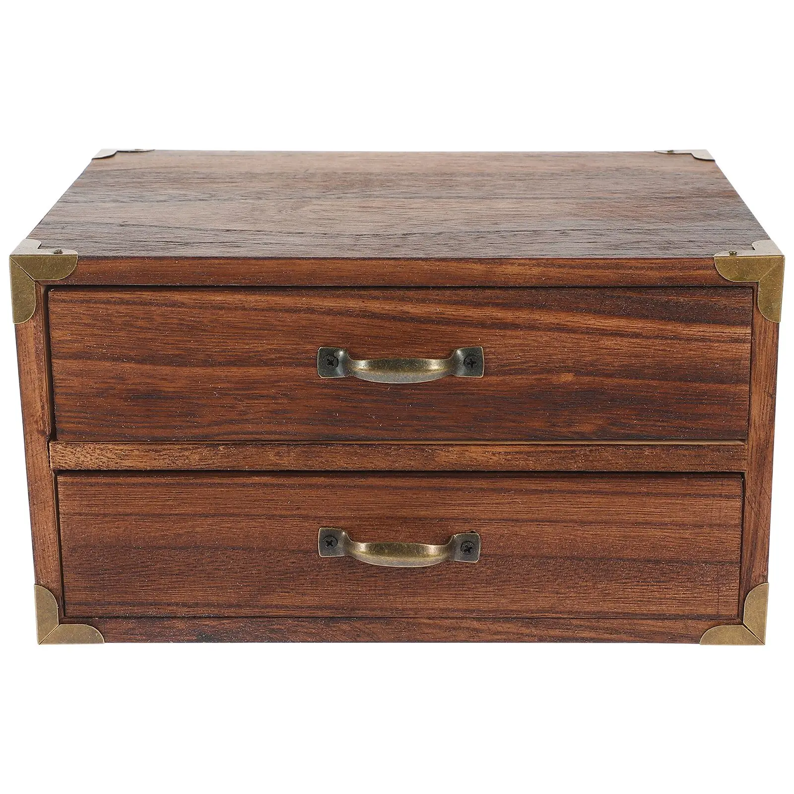 Wooden Drawer Style Storage Box Drawer Desktop Storage Case Vintage ...