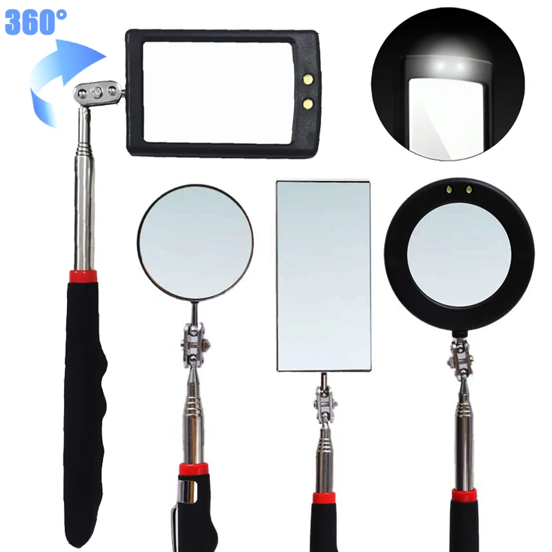 Car Chassis Endoscope 360°Telescoping Mirrors Angle LED Light ...