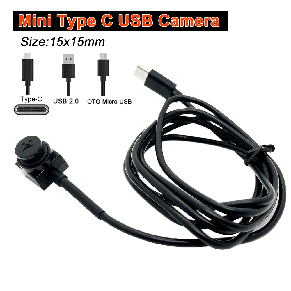 1080P Webcam Mini Camera 15*15mm Size CCTV Button Audio OTG USB Type C ...