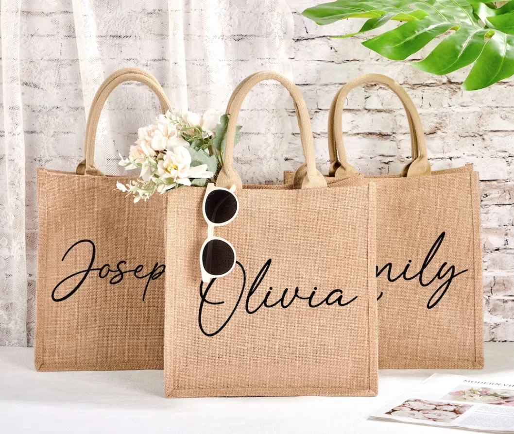 Bridesmaid Burlap Tote Gift Bags,Personalized Jute Tote Bag,Custom ...