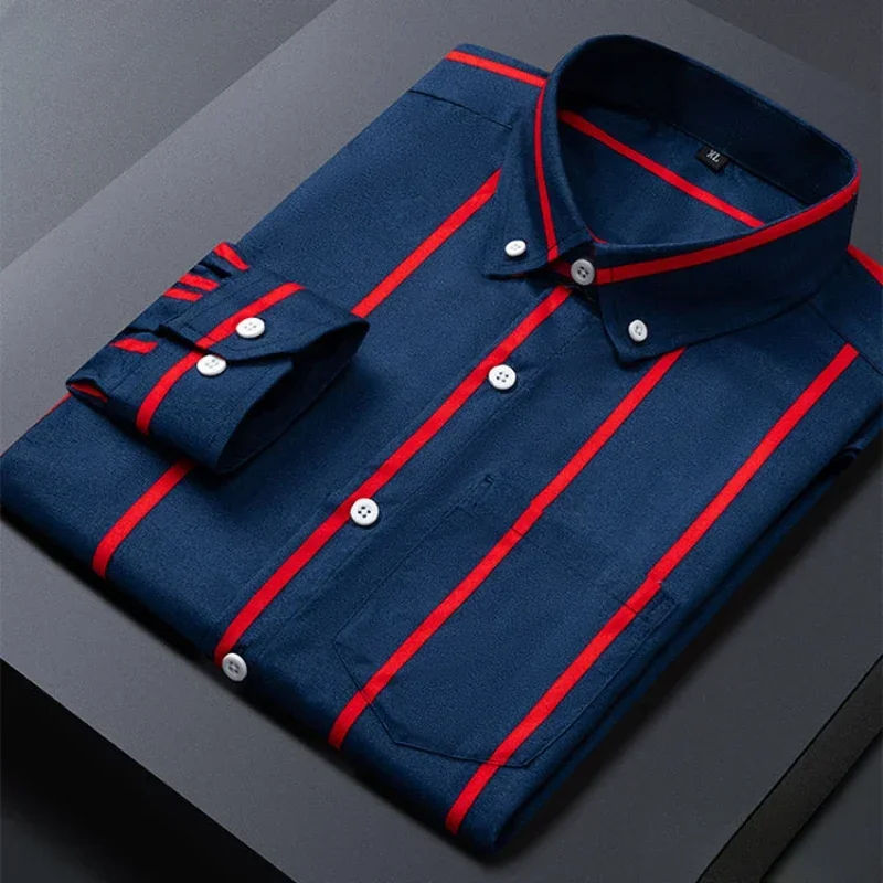 Men's Striped Shirts Formale Casual Printed Plaid Shirt Long Sleeve ...