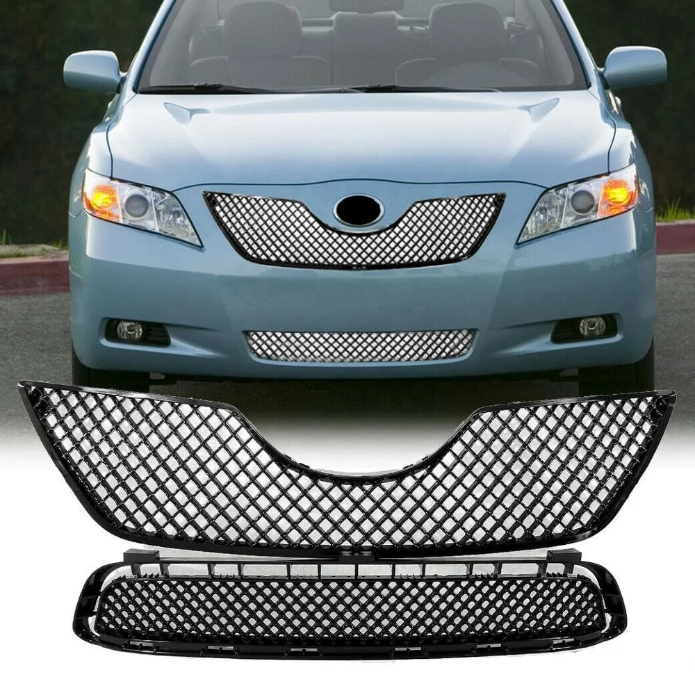 For-2007-2008-2009-Camry-Front-Grille-Upper-Lower-Gloss-Chrome-3d-Mesh ...