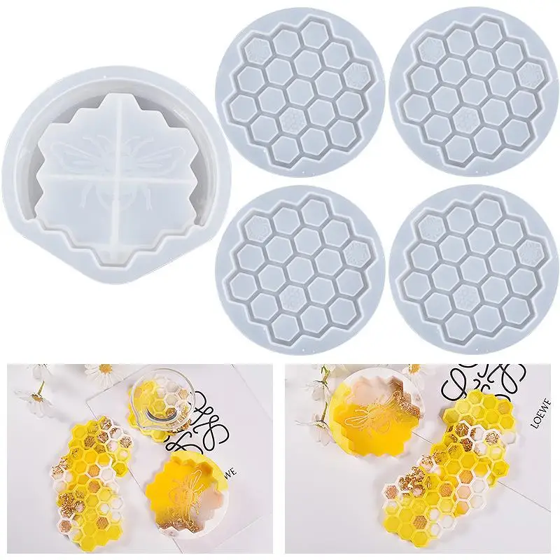Diy Bee Coaster Silicon Mold Crystal Epoxy Resin Mold Honeycomb Coaster ...