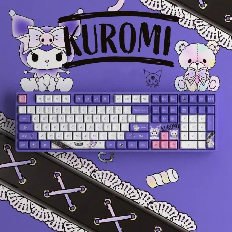 Cartoon Kuromi Gaming Mechanical Keyboard RGB 2.4G/BT5.0 Type C ...