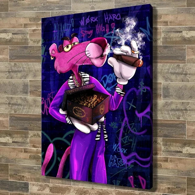 Pink Panther Smoking Weed