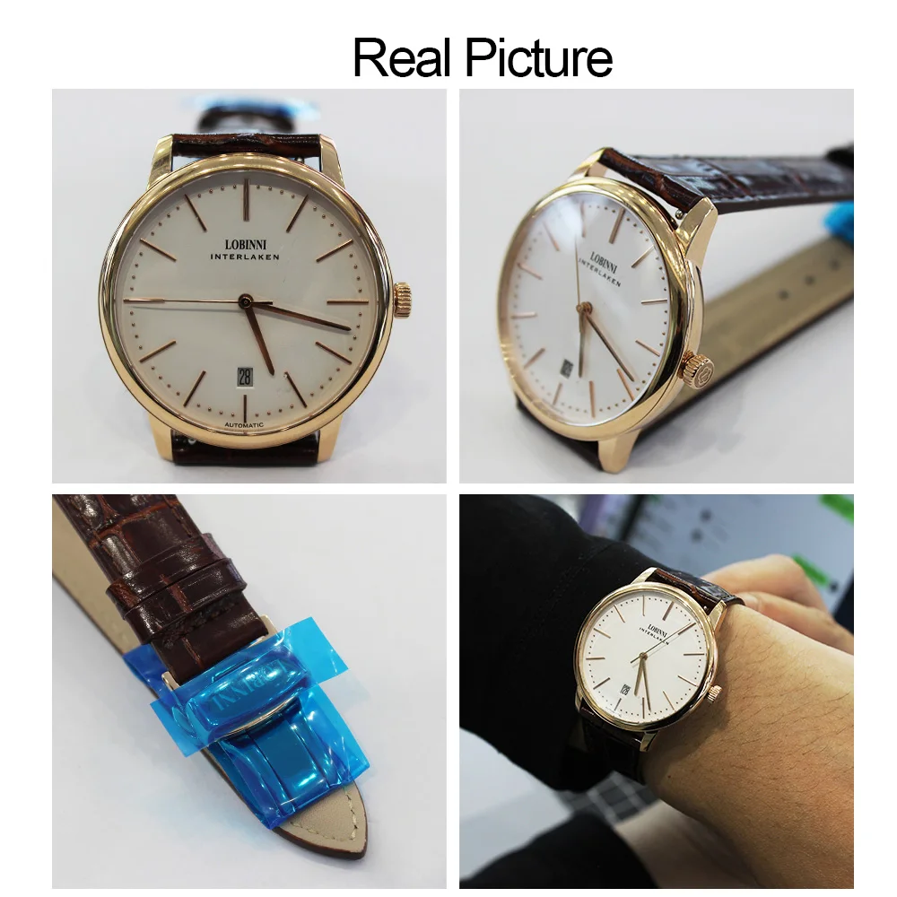 Lobinni Light Thin Automatic Mechanical Watch Mens 9015 Miyota Movement ...