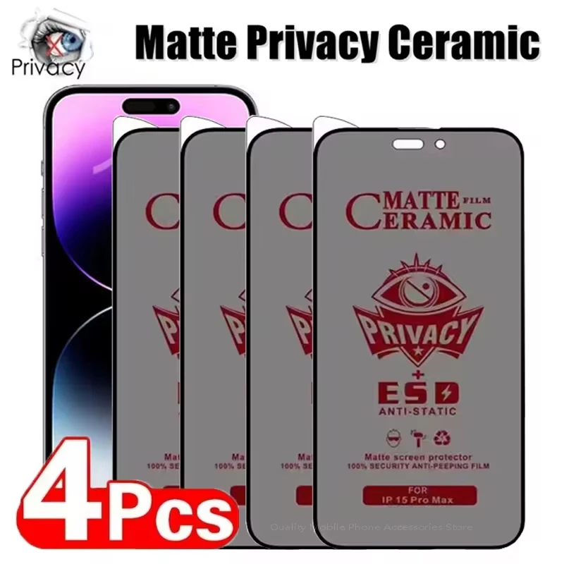 1-4Pcs-Matte-Ceramic-Privacy-Screen-Protector-For-iPhone-16-Pro-11-12 ...