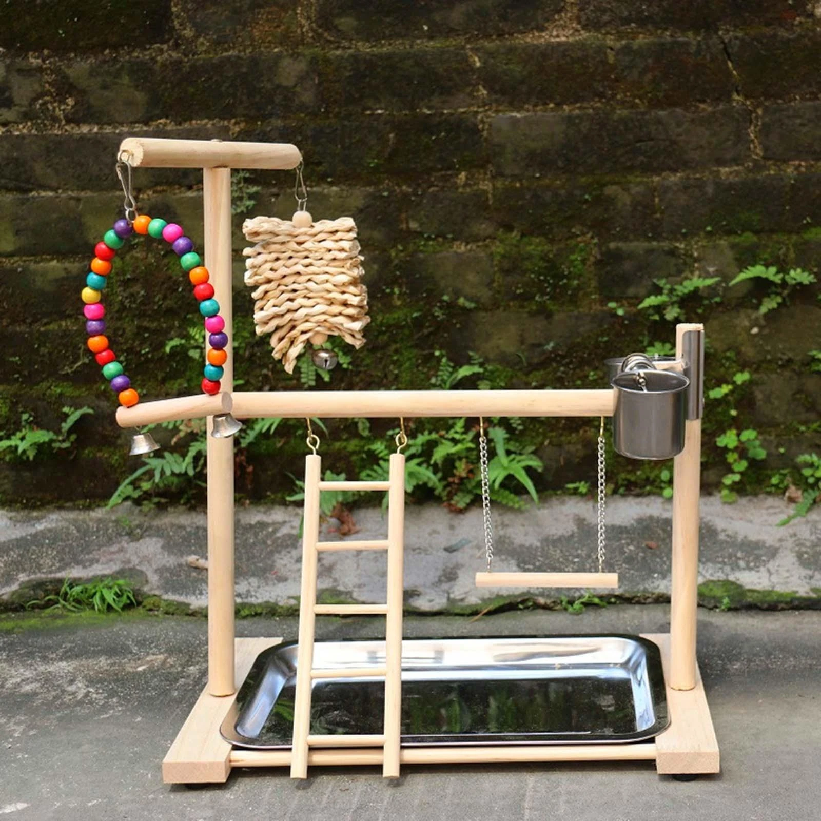 Solid Wood Pet Parrot Playstand Bird Playground Bird Playpen Bird Gym ...