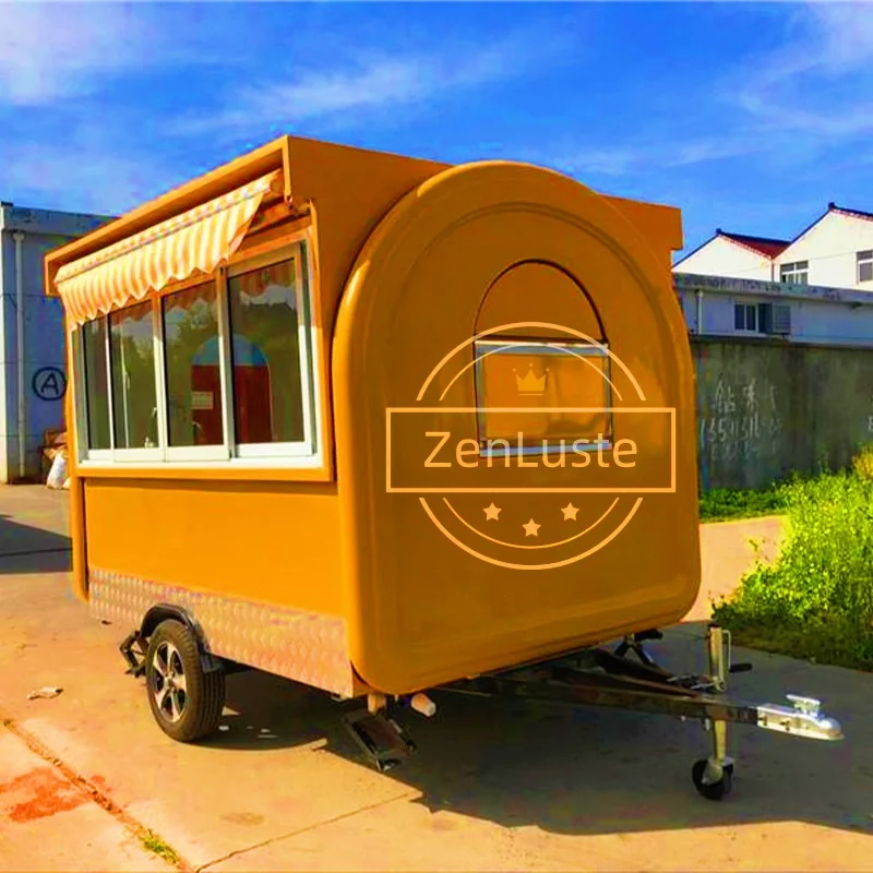 Yellow Color Food Trailer Mobile Food Cart Caravan Food Truck Hamburger ...