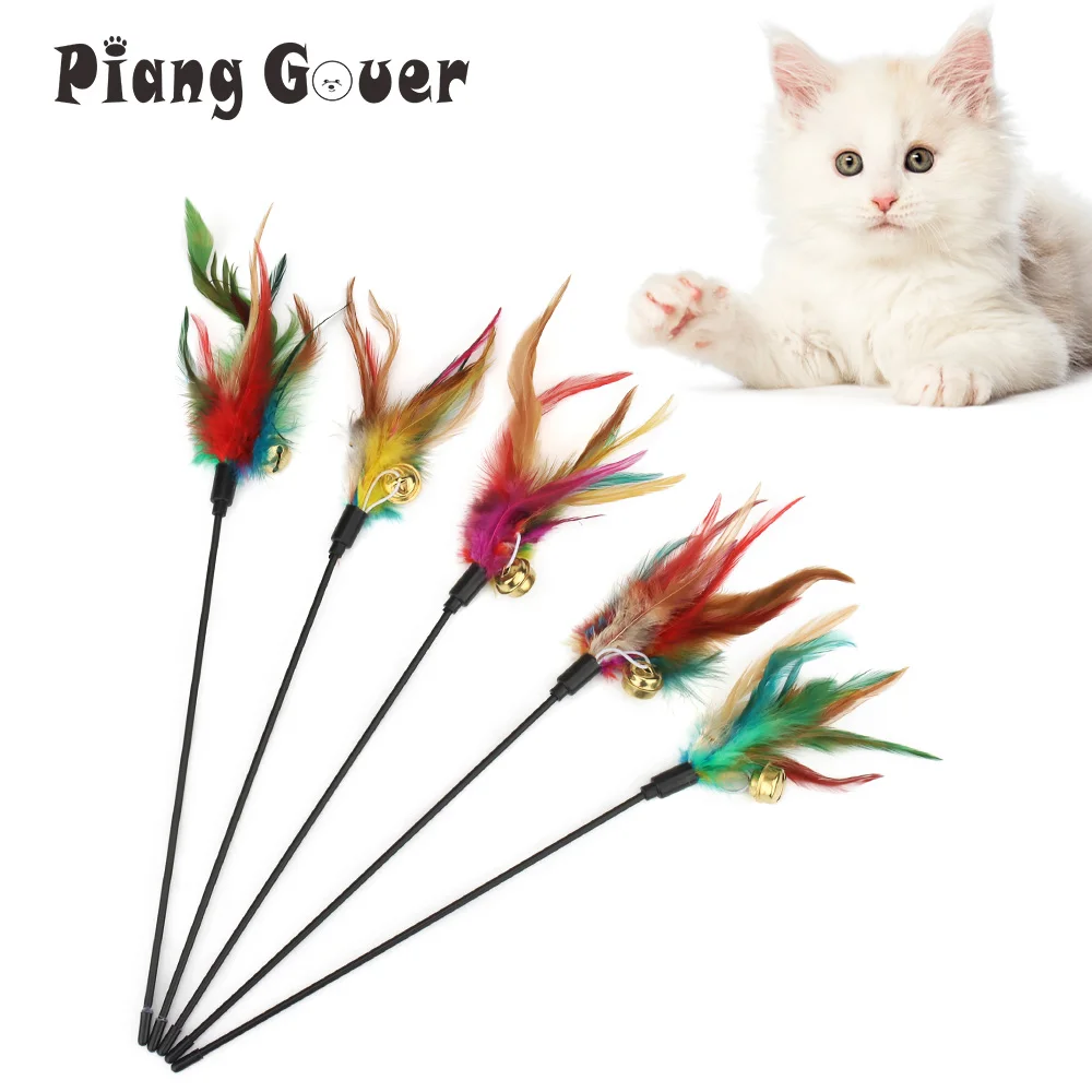 5pcs-Feather-Cat-Teaser-Stick-with-Bell-Funny-Wand-Interactive-Play ...