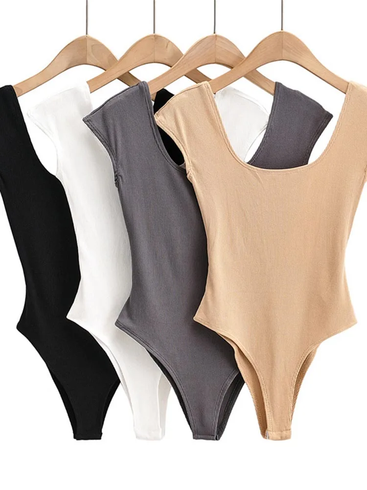 Casual Basic Style Babes Sexy O Collar Solid Tight Short-sleeved Body ...