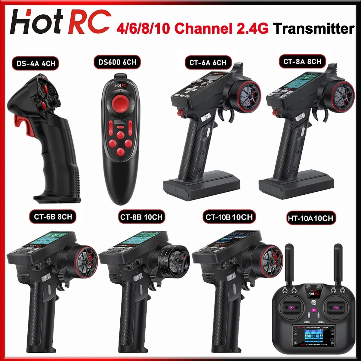 HOTRC 2.4G Transmitter DS-4A DS-600 CT-6A CT-8A CT-6B CT-8B CT-10B HT ...